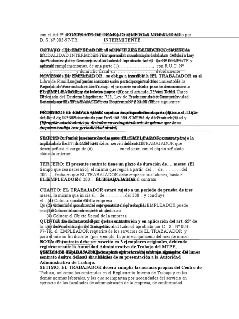 Contrato de Trabajo Intermitente | PDF | Derecho laboral | Justicia
