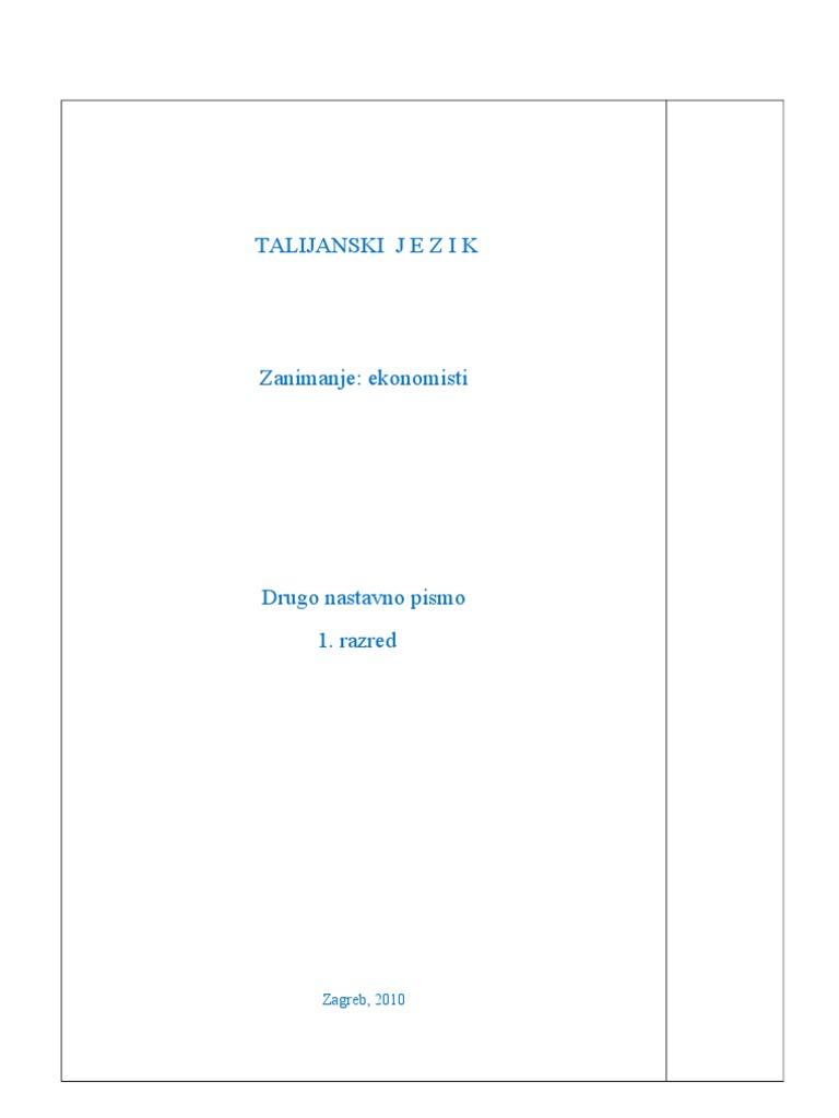 Talijanski Jezik 1r | PDF