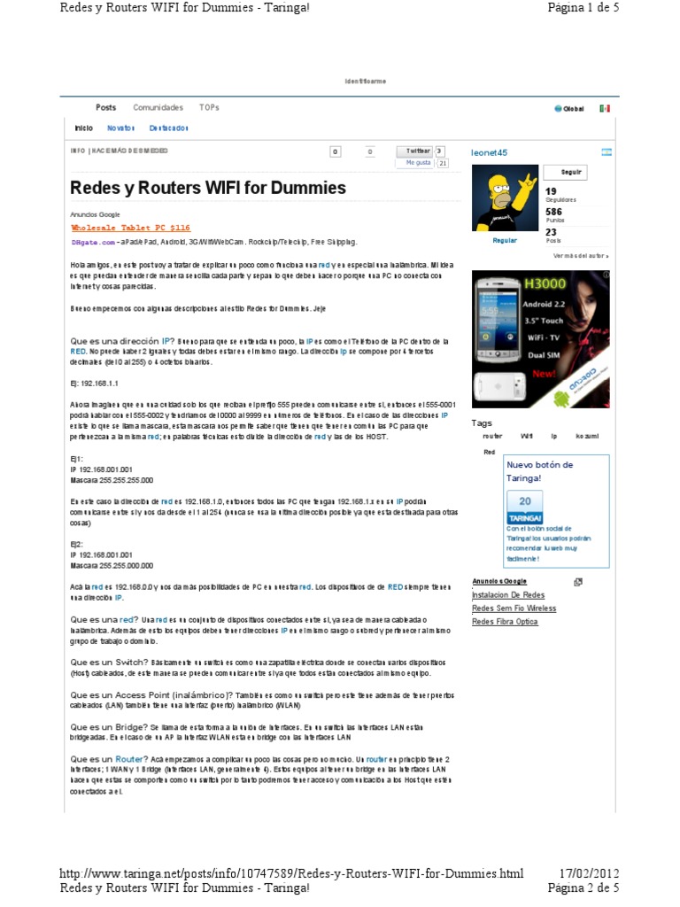 Redes y Routers WIFI For Dummies | PDF | Enrutador (Computación ...