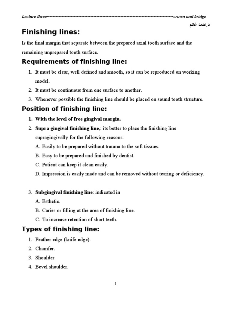 Finishing Lines:: Requirements of Finishing Line | PDF | Mouth ...