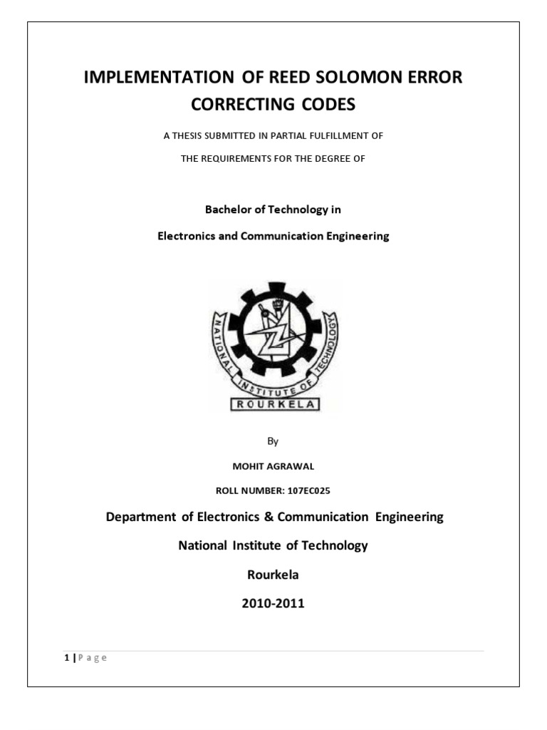Implementation of Reed Solomon Error Correcting Codes | PDF