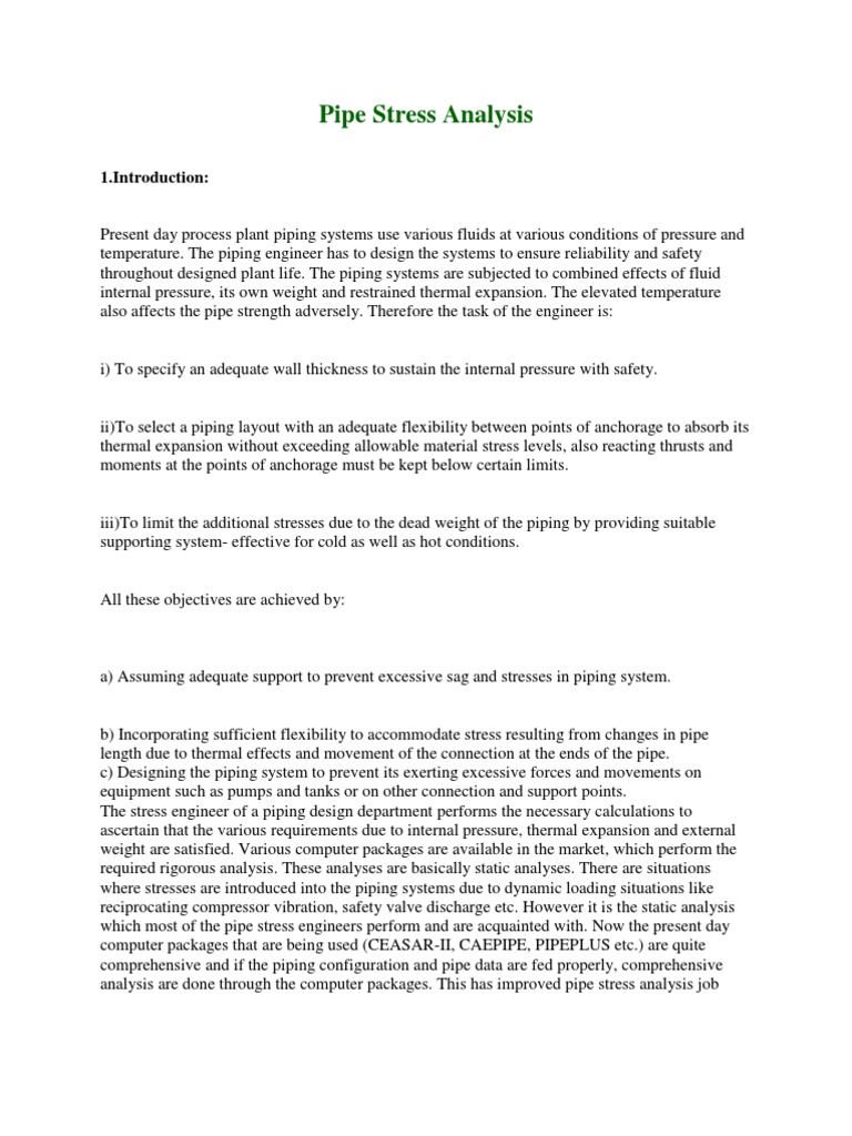 Pipe Stress Analysis | PDF | Deformation (Engineering) | Strength Of ...