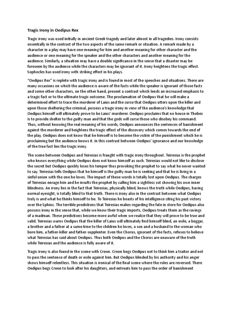 Tragic Irony in Oedipus Rex | PDF | Oedipus | Irony