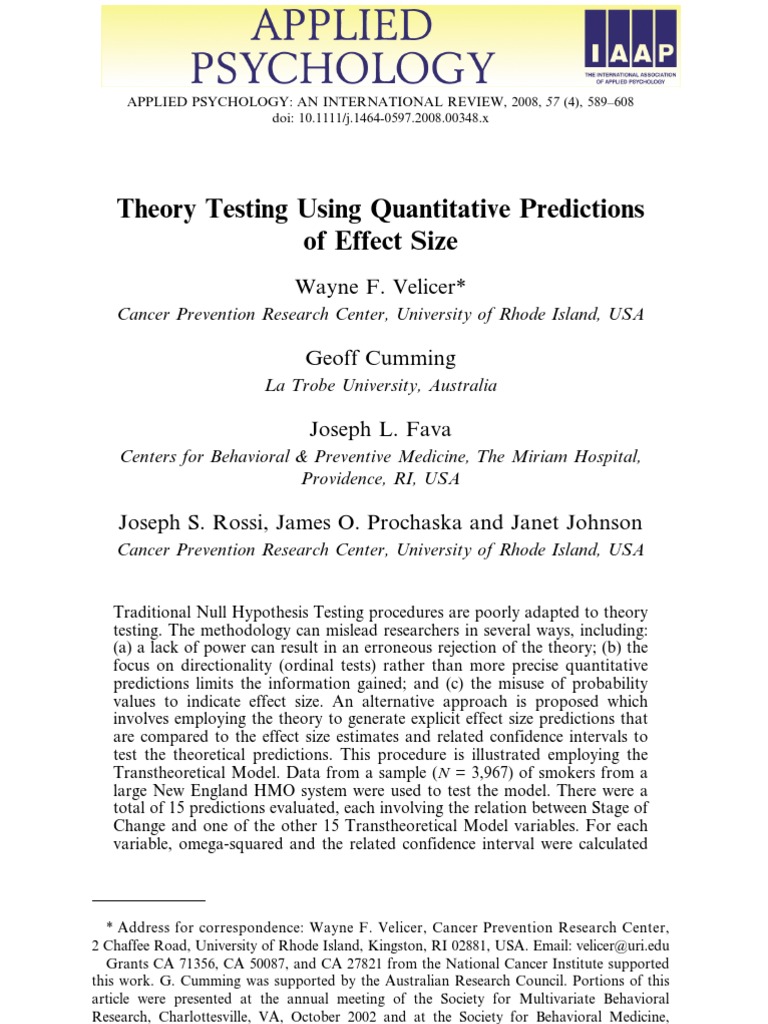 Parametric Effect Sizes Pdf Effect Size Confidence Interval