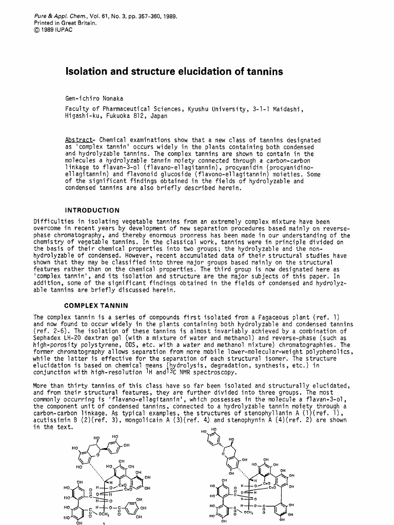 Isolation and Structure Elucidation Tannins: Appl | PDF | Chemistry ...