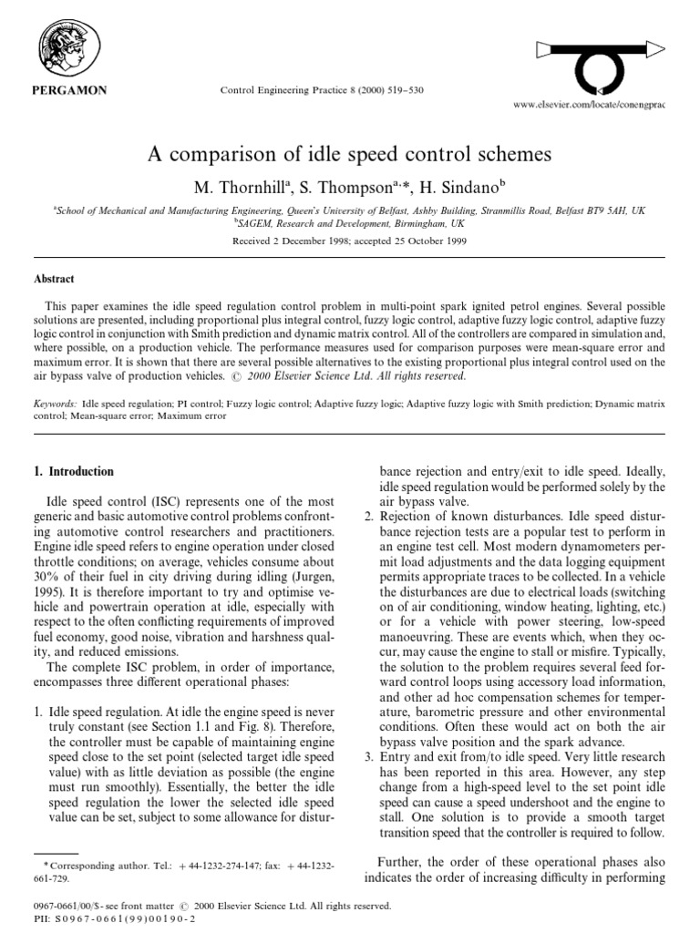 Idle Speed Comparison | PDF | Fuzzy Logic | Internal Combustion Engine
