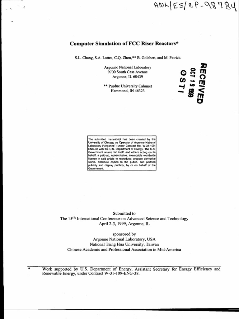 Computer Simulation of FCC Riser Reactors | PDF | Computational Fluid ...