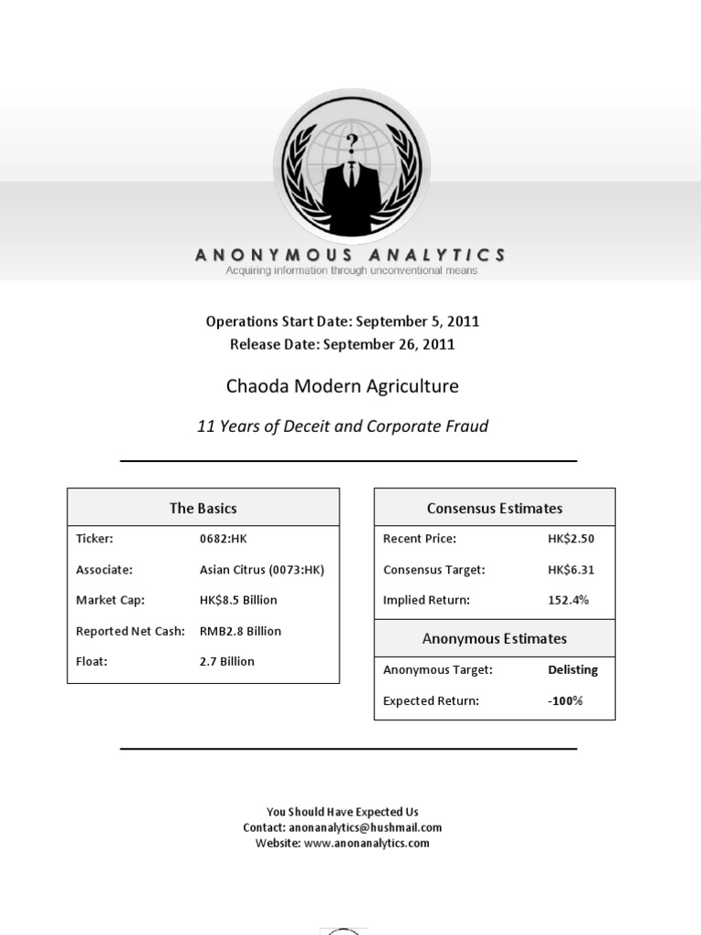 Chaoda Modern Agriculture | PDF | Pricewaterhouse Coopers | Initial ...