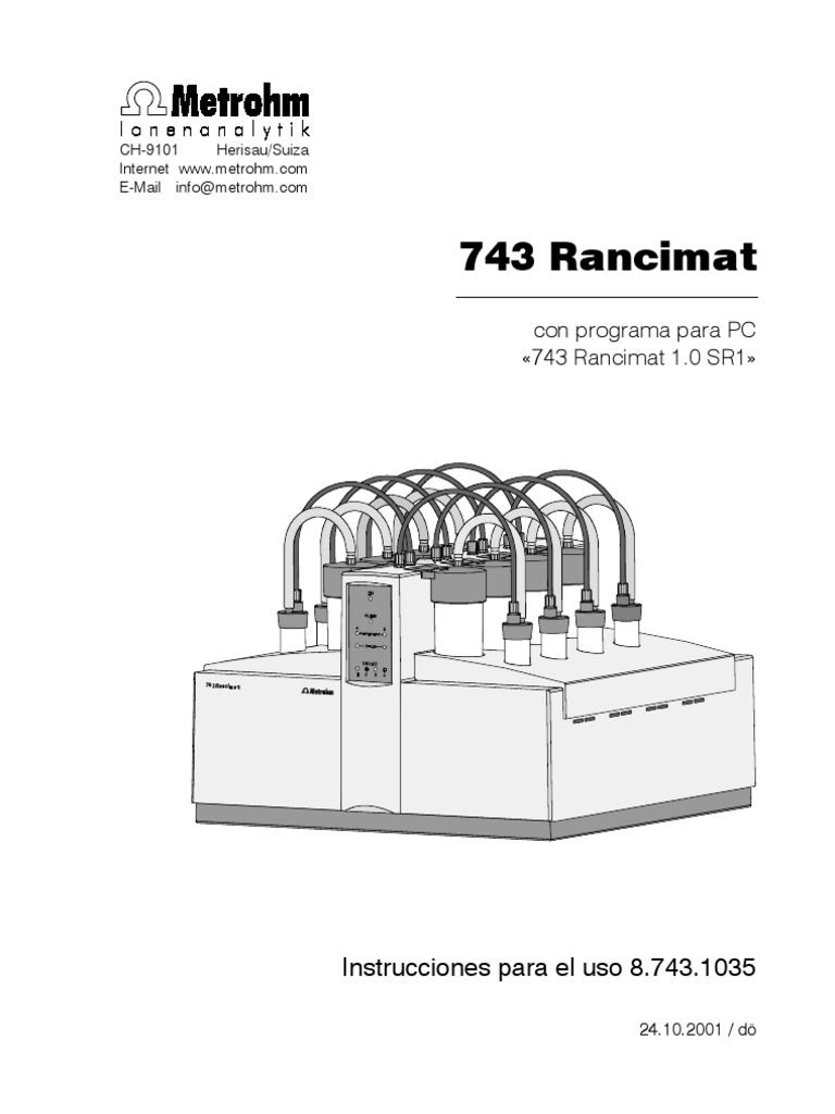 Instrucciones del Método Rancimat 743 | PDF | Aluminio | Ciencias fisicas
