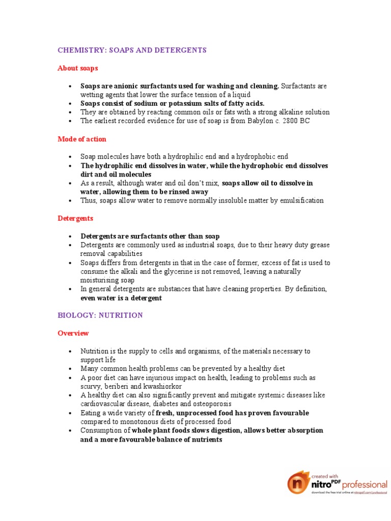 About Soaps: Chemistry: Soaps and Detergents | Download Free PDF ...