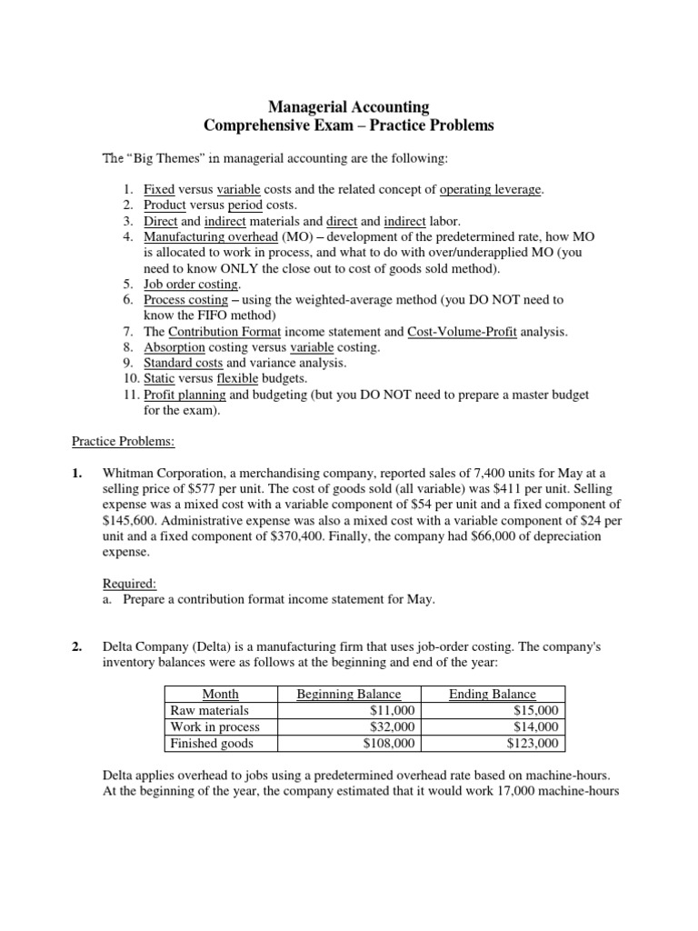 managerial accounting practice problems2.pdf | Cost Of Goods Sold ...