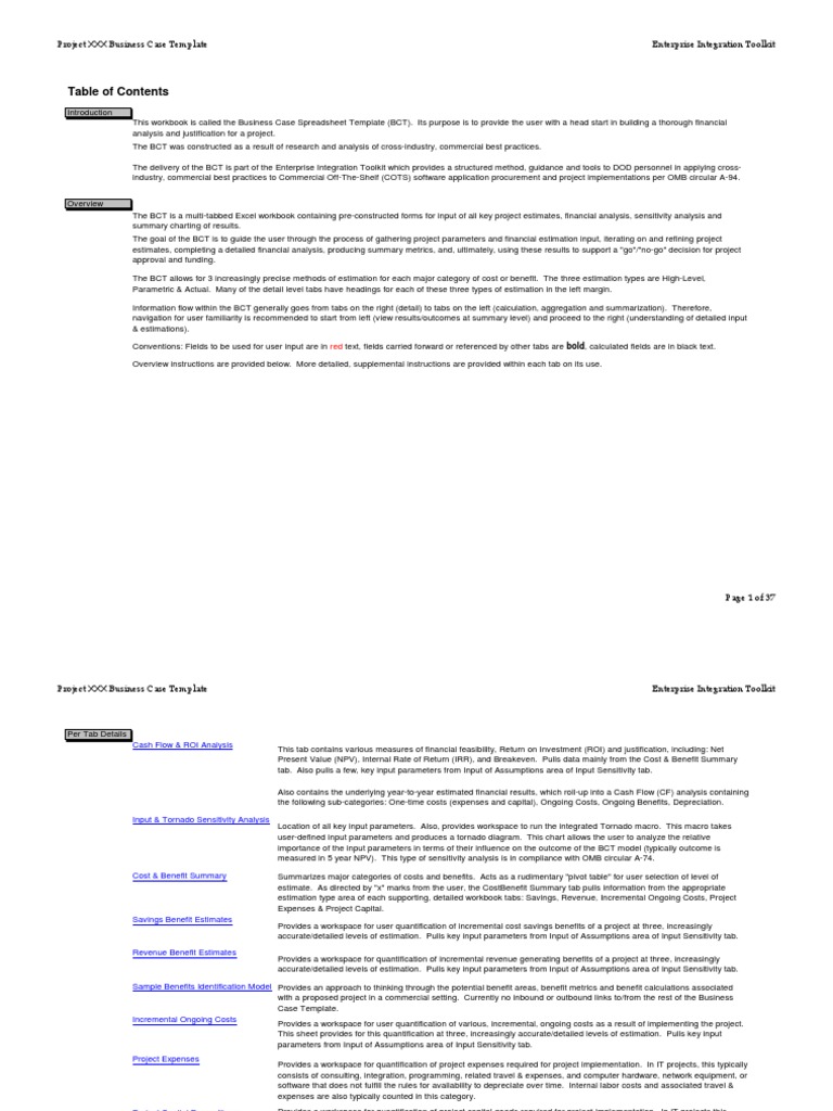 Business Case Spreadsheet Template | PDF | Sensitivity Analysis | Net ...