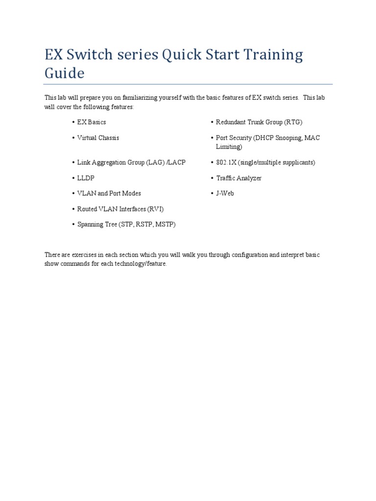 EX Switch Quick Start Training Guide | PDF | Network Switch | Networks