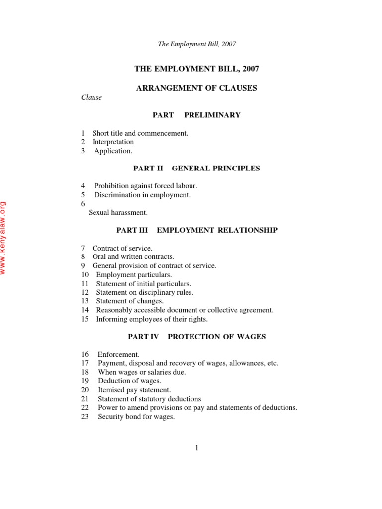 The Employment Bill 2007 | PDF