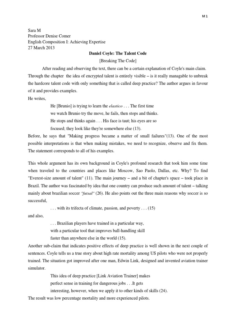 Daniel Coyle: The Talent Code | PDF | Psychological Concepts | Epistemology