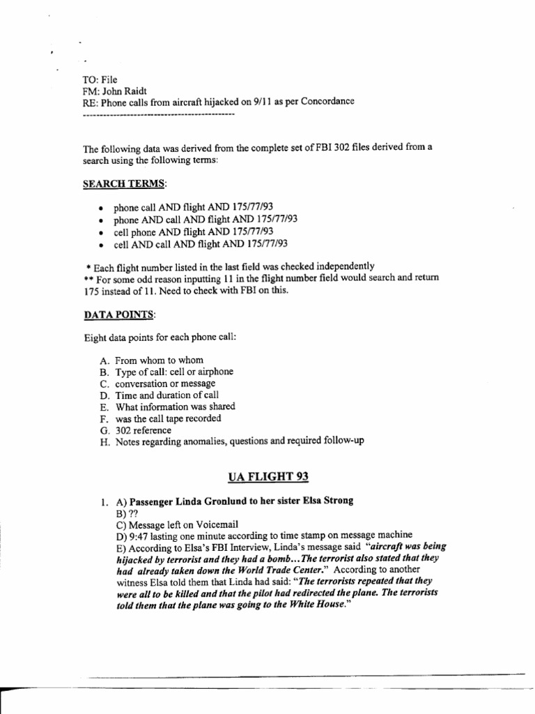 T7 B13 Flights-Phone Calls FDR - Search of FBI 302 Files For 175 77 and ...