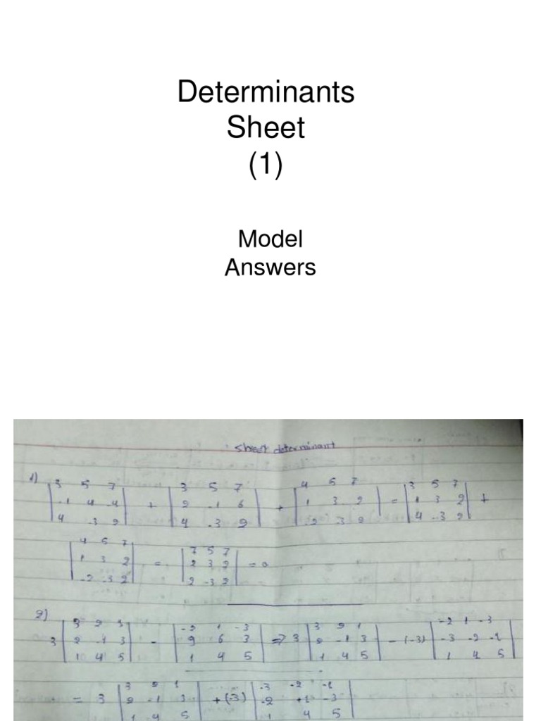 Determinants Sheet (1) : Model Answers | PDF | Teaching Methods ...