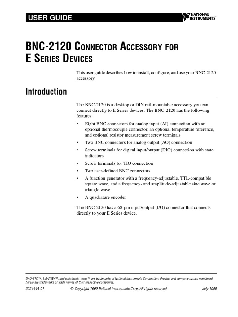 BNC 2120 | PDF | Thermocouple | Electrical Connector