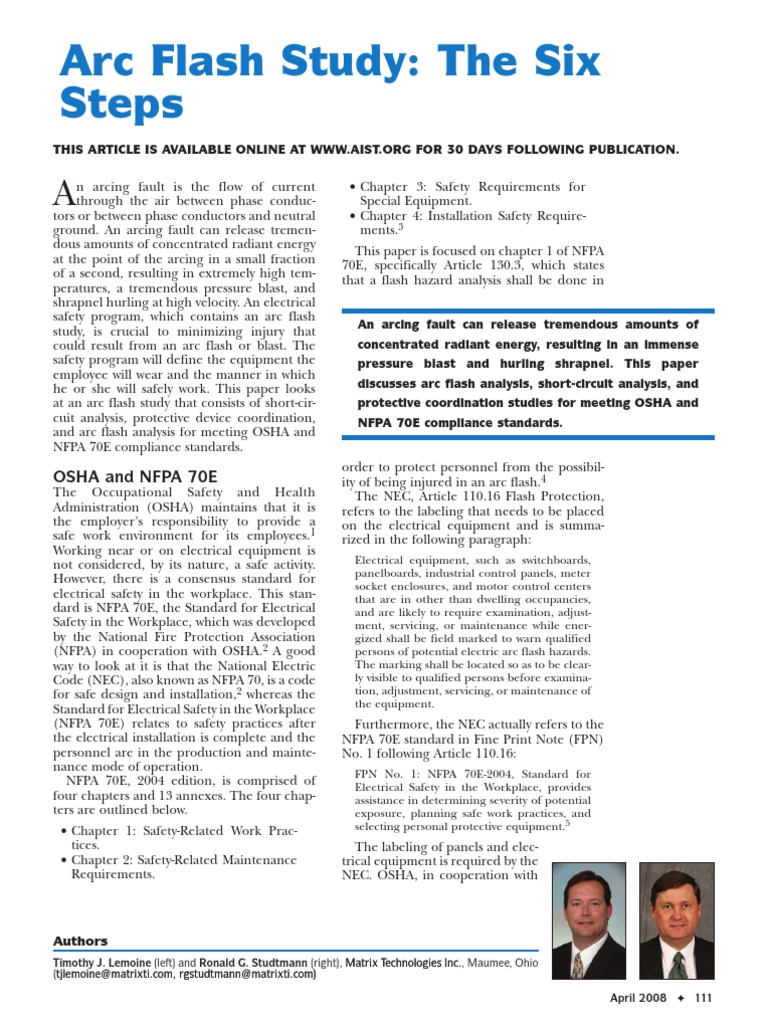 Arc Flash Study The Six Steps PDF | PDF | Personal Protective Equipment ...