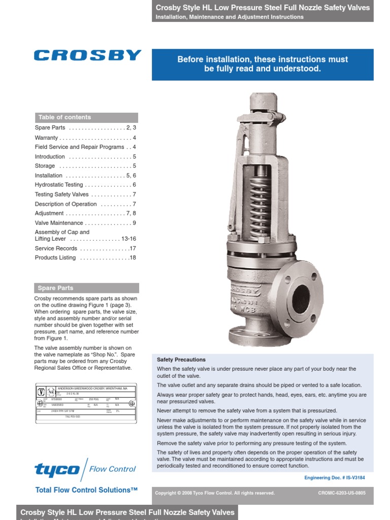 Crosby Style HL Low Pressure Steel Full Nozzle Safety Valves ...