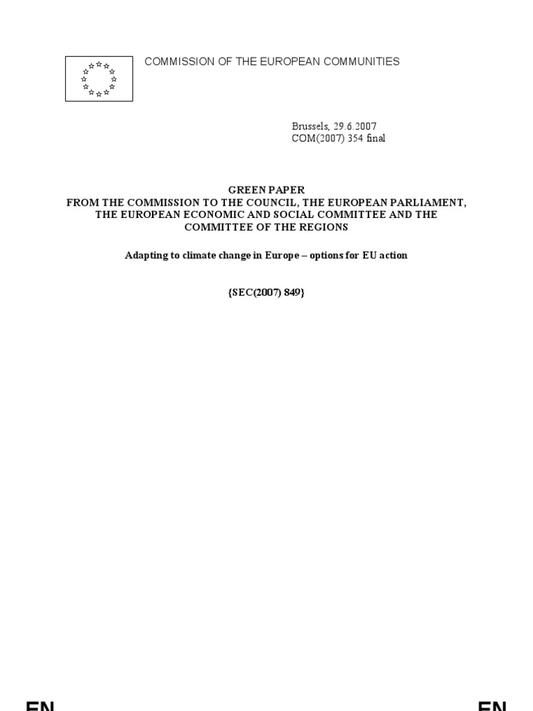 Green Paper Adapting To Climate Change in Europe | PDF | Global Warming ...