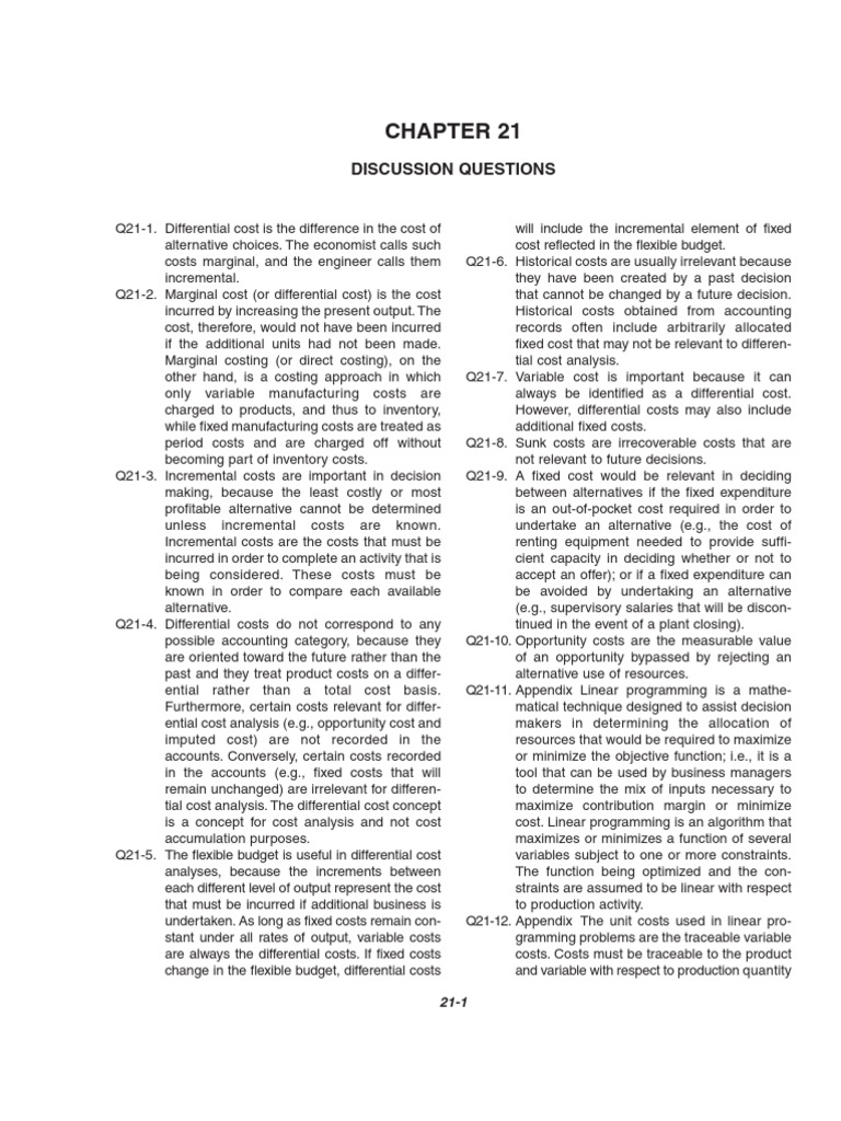 CH 21 SM | PDF | Mathematical Optimization | Cost