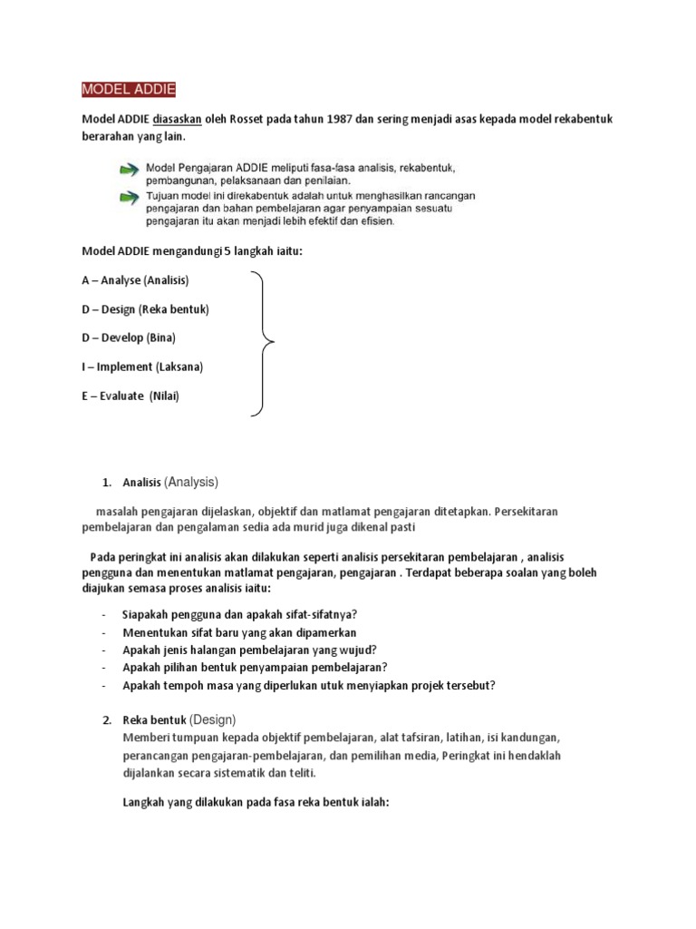 Model ADDIE Mengandungi 5 Langkah | PDF