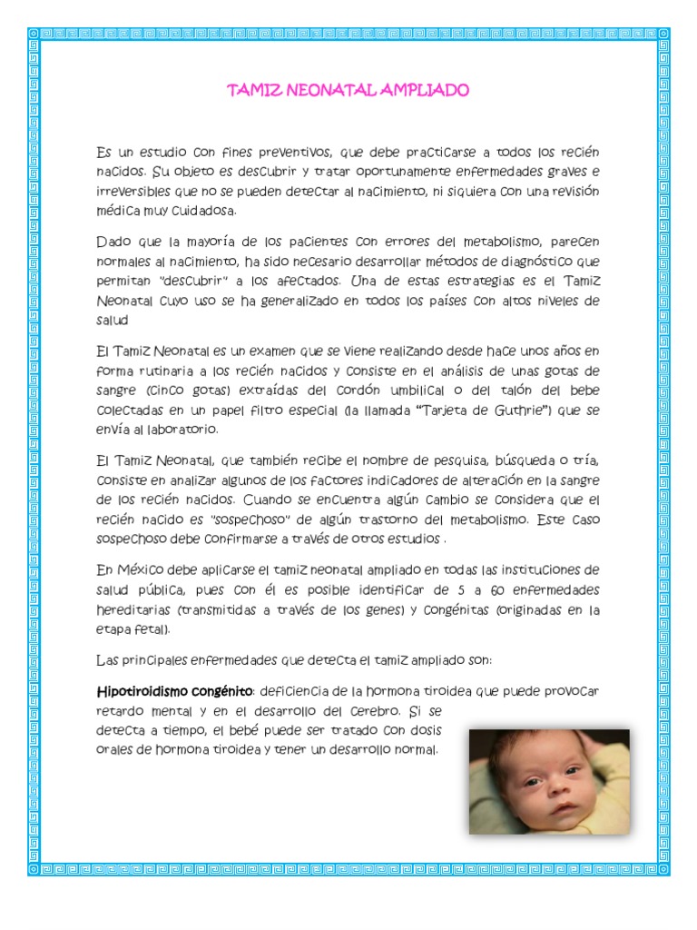 Tamiz Neonatal Ampliado | PDF | Infantes | Hospital