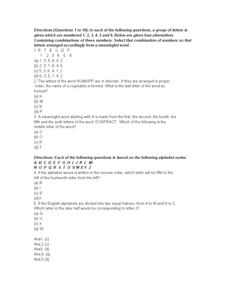 Alphabet Test Questions and Answers | PDF
