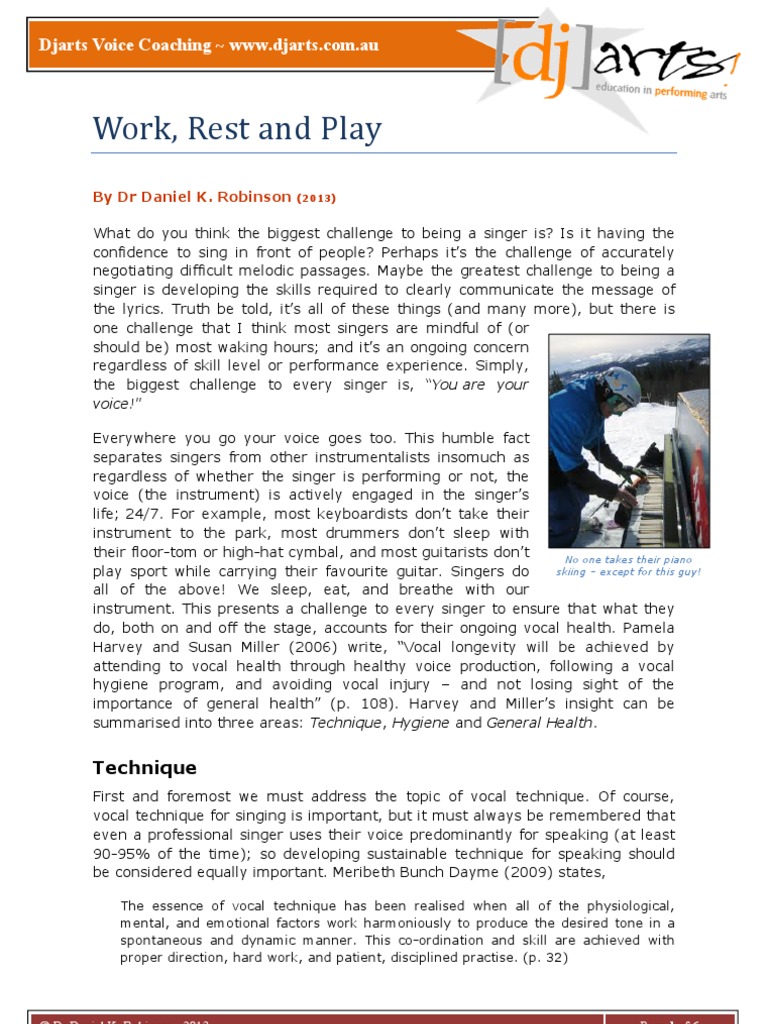 Work, Rest and Play | PDF | Vocal Pedagogy | Singing