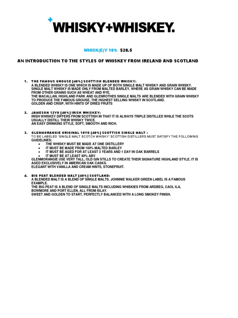 Flight Tasting Notes For Whisky | PDF | Whisky | Scotch Whisky