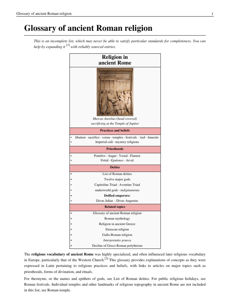 Wikipedia - Glossary of Ancient Roman Religion (Art) | PDF | Religious ...