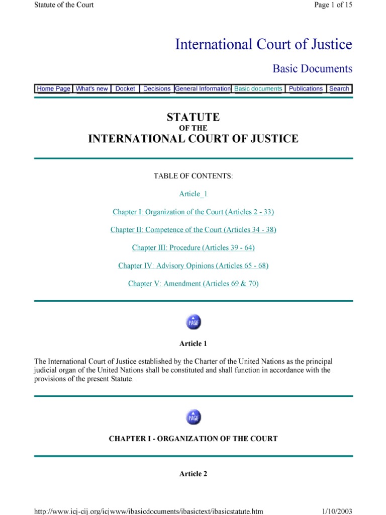ICJ Statute | PDF | Treaty | International Law