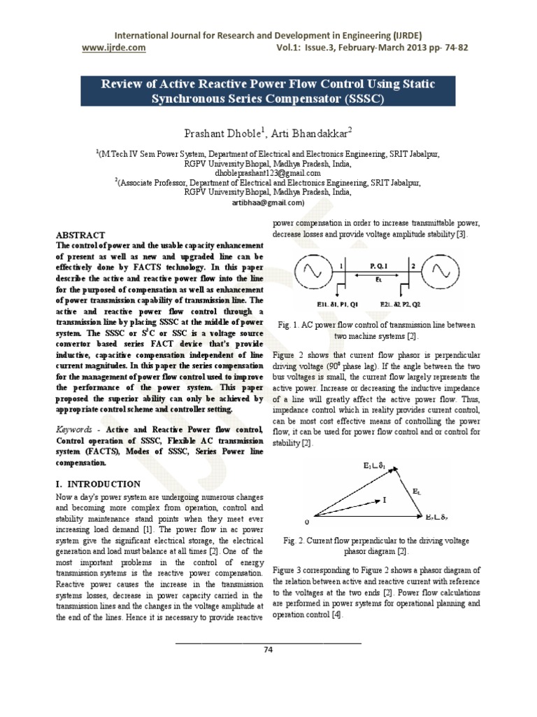 Ijrde Review Of Active Reactive Power Flow Control Using Static