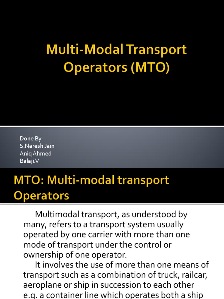 Multi-Modal Transport Operators (MTO) | Download Free PDF | Rail ...