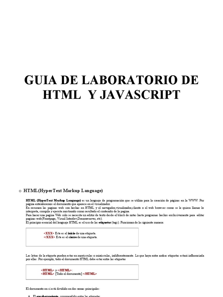 Guia de Laboratorio de HTML - Parte - 1 | PDF | HTML | Elemento HTML
