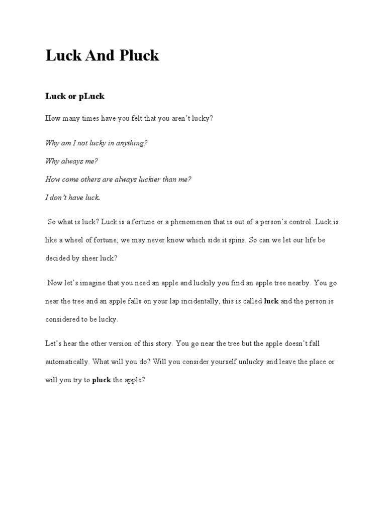 Luck and Pluck | PDF | Luck | Reincarnation