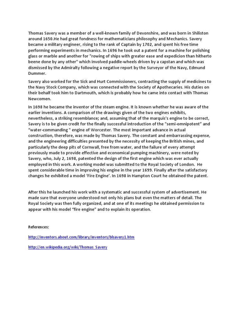 Thomas Savery | PDF | Invention | Engines