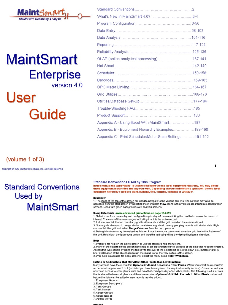 MaintSmart User Guide | PDF | Email | Databases