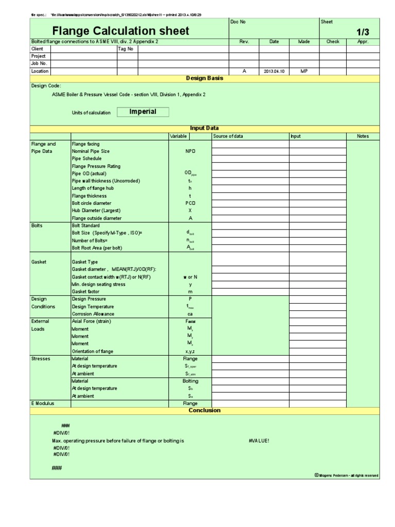 FlangeCalculationASMEVIII Version5 | PDF | Pipe (Fluid Conveyance ...