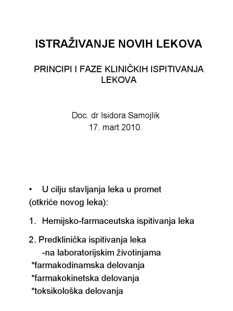 14 Klinicka Ispitivanja Lekova | PDF