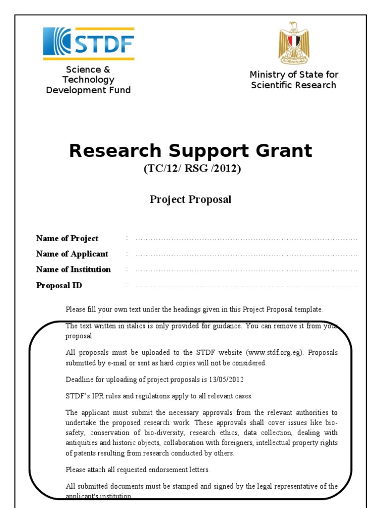 STDF Research Grant Proposal Guide | PDF | Sustainability | Project ...