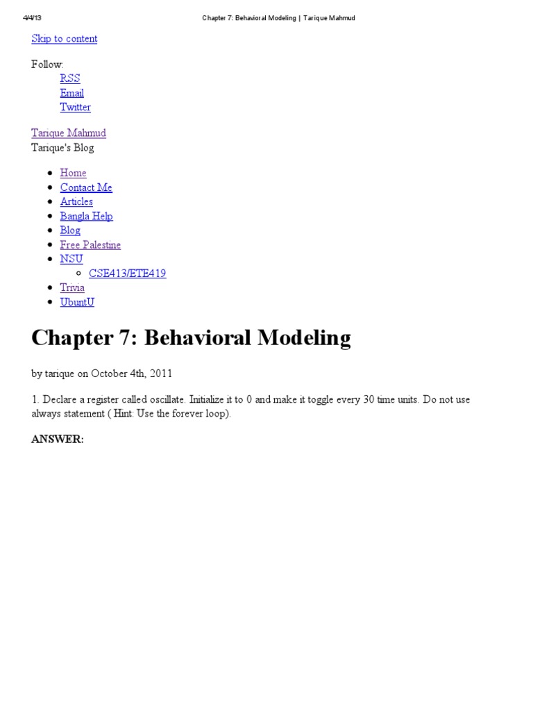 Solution Of Verilog Hdl By Samir Palnitkar Pdf Control Flow Input 1752