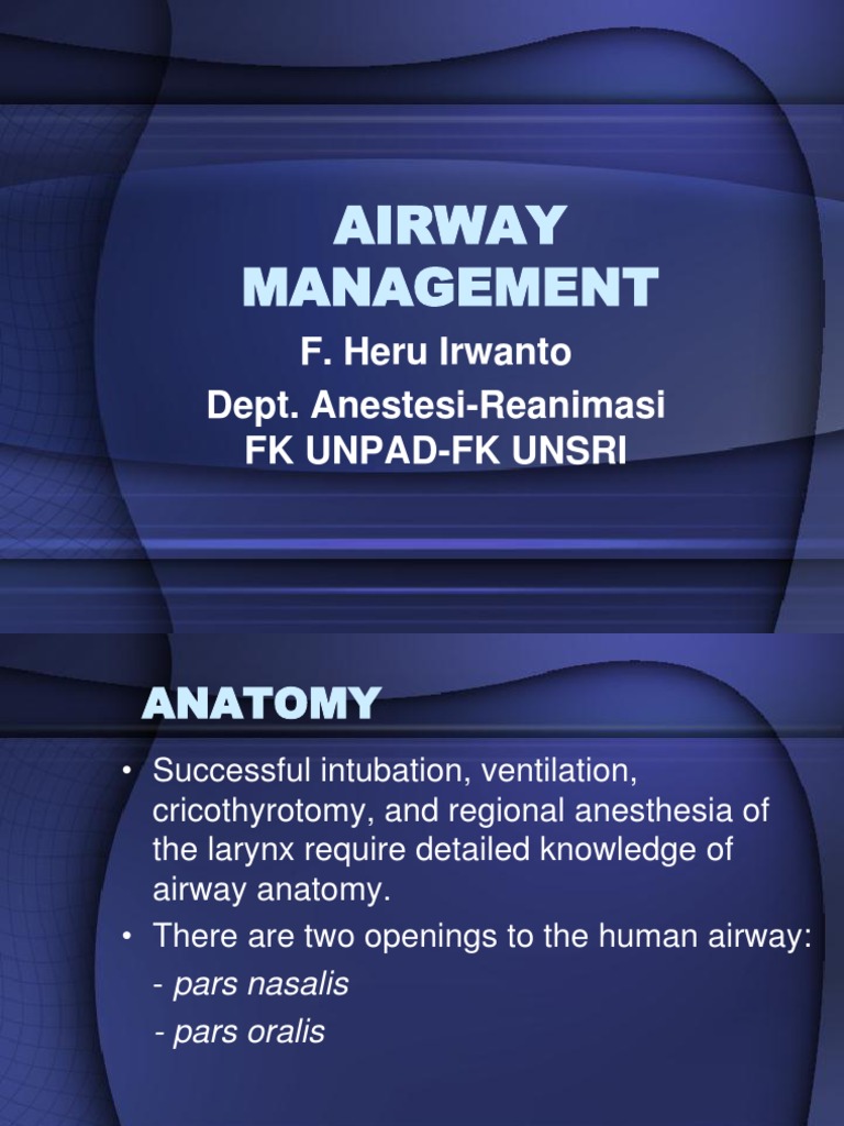 Airway Management | PDF | Human Head And Neck | Respiration