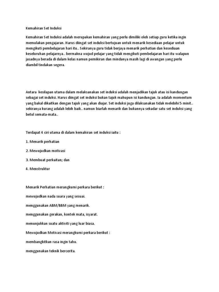 Kemahiran Set Induksi | PDF