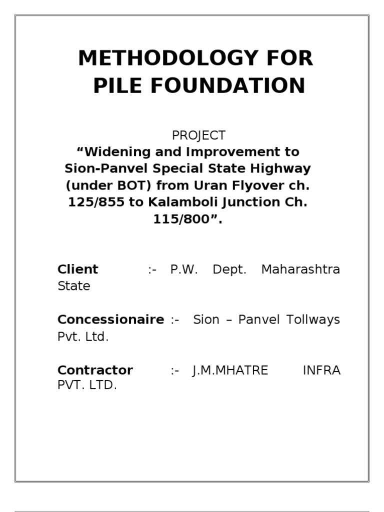 Methodology For Pile Foundation 08-09 | PDF | Deep Foundation | Concrete