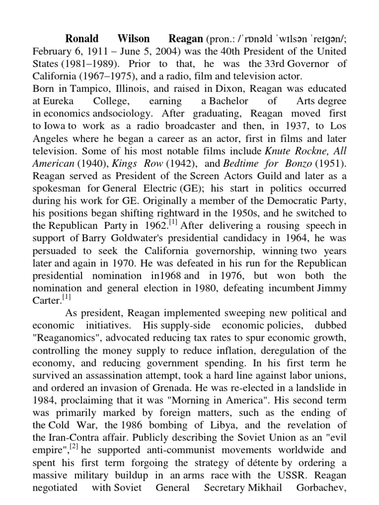 Ronald Wilson Reagan | PDF | Ronald Reagan | Elections
