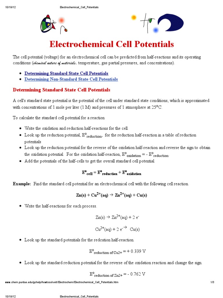 Electrochemical Cell Potentials | PDF | Redox | Electrochemistry