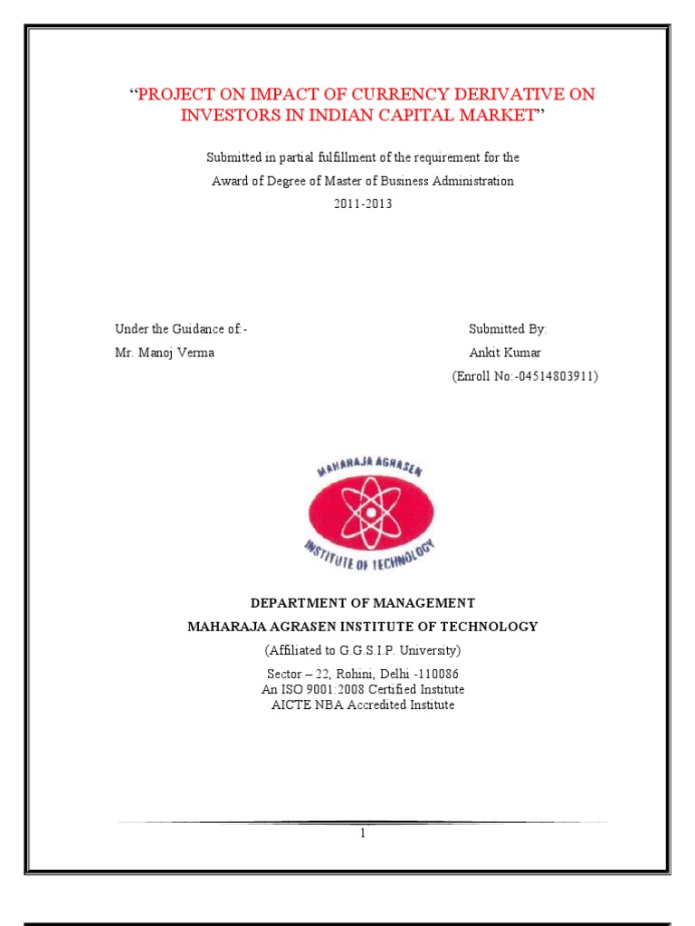 Project Report On Currency Derivatives | PDF | Futures Contract | Stock ...