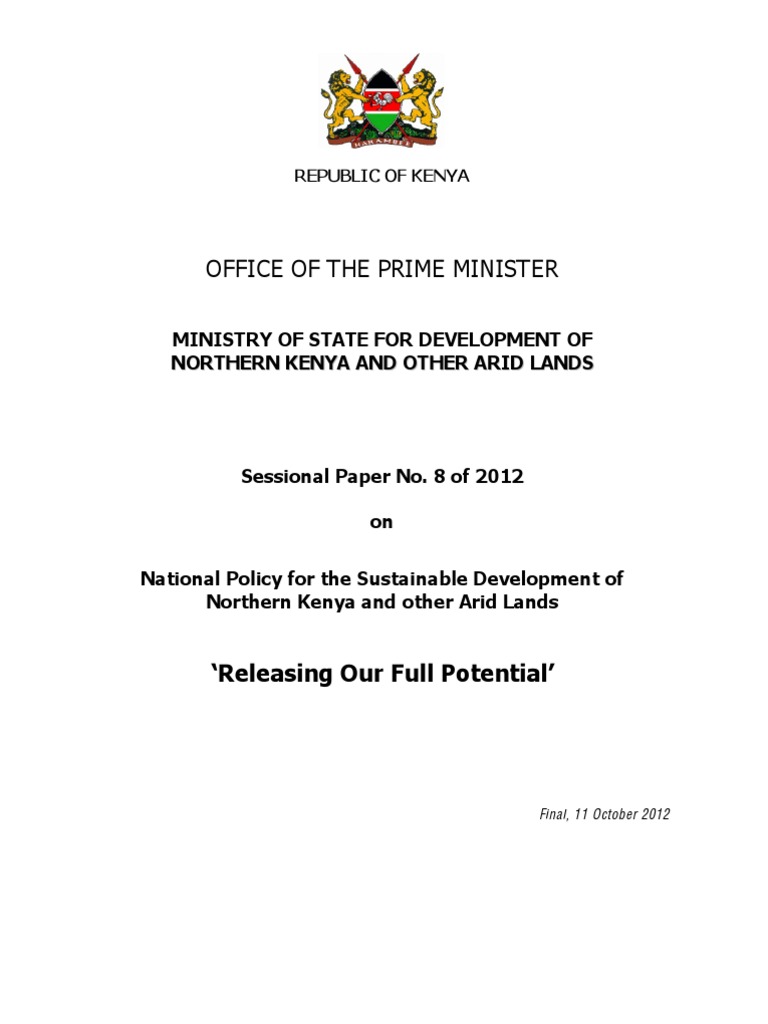 Republic of Kenya 2012 - Sessional Paper No. 8 of 2012, On National ...